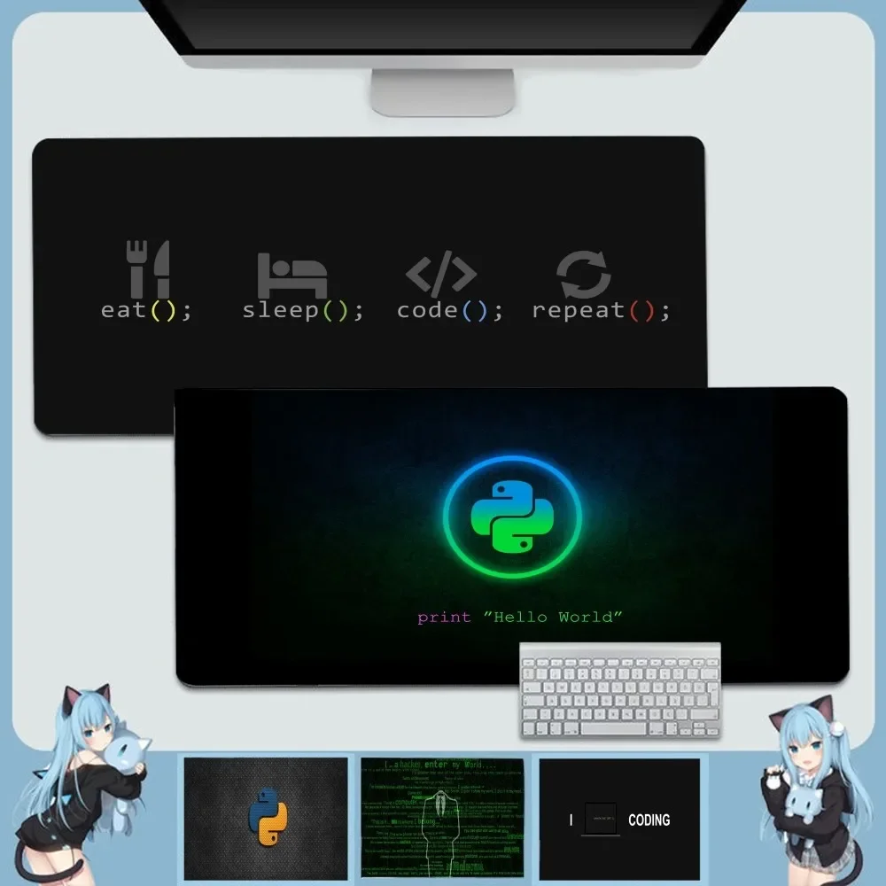 Python Programmer Eat Code Sleep Rubber XXL Cartoon Anime Gaming Mouse ...