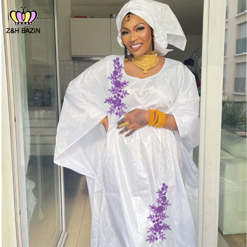 Original-Bazin-Riche-Long-Dresses-For-African-Nigeria-Women-Traditional ...