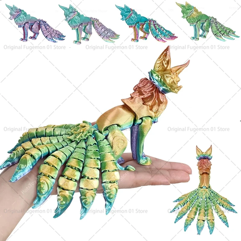 3D Printed Multi Joint Movable Model Nine Tailed Fox Action Figure Home ...