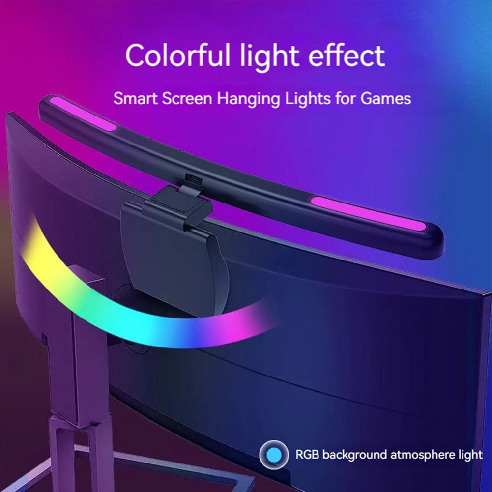 Curved Monitor Light Bar Led Colorful Night Lamp Asymmetric Reading Eye ...