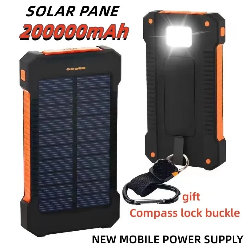 200000mAh External Battery Solar Power Bank LEDSOS Flashlight FAST ...