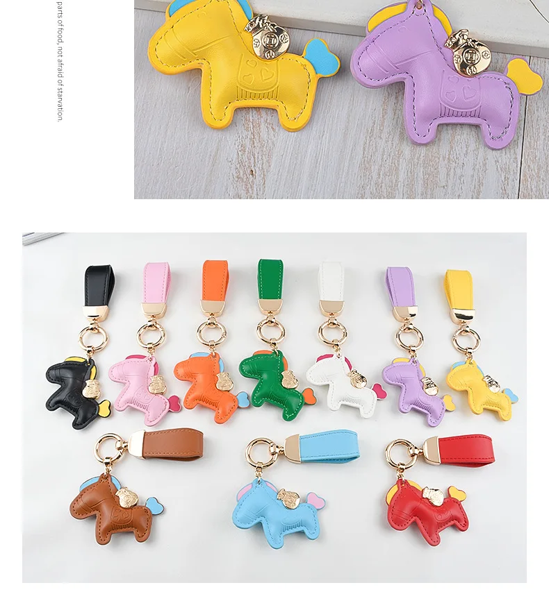 Pony Keychain Leather Purple Cute Animal PU Colorful Couple Women ...