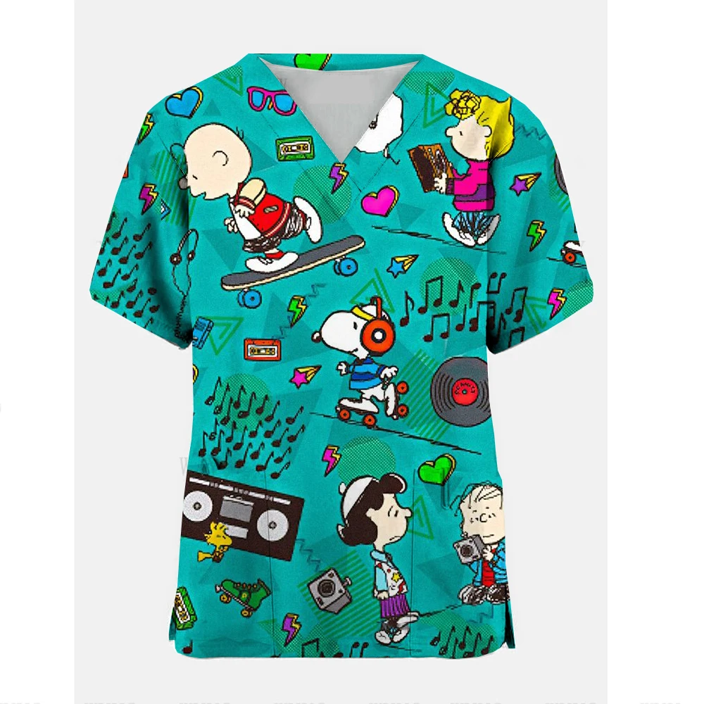 2024-Scrub-Tops-For-Women-Short-Sleeve-Snoopy-Spa-Uniform-Medical ...