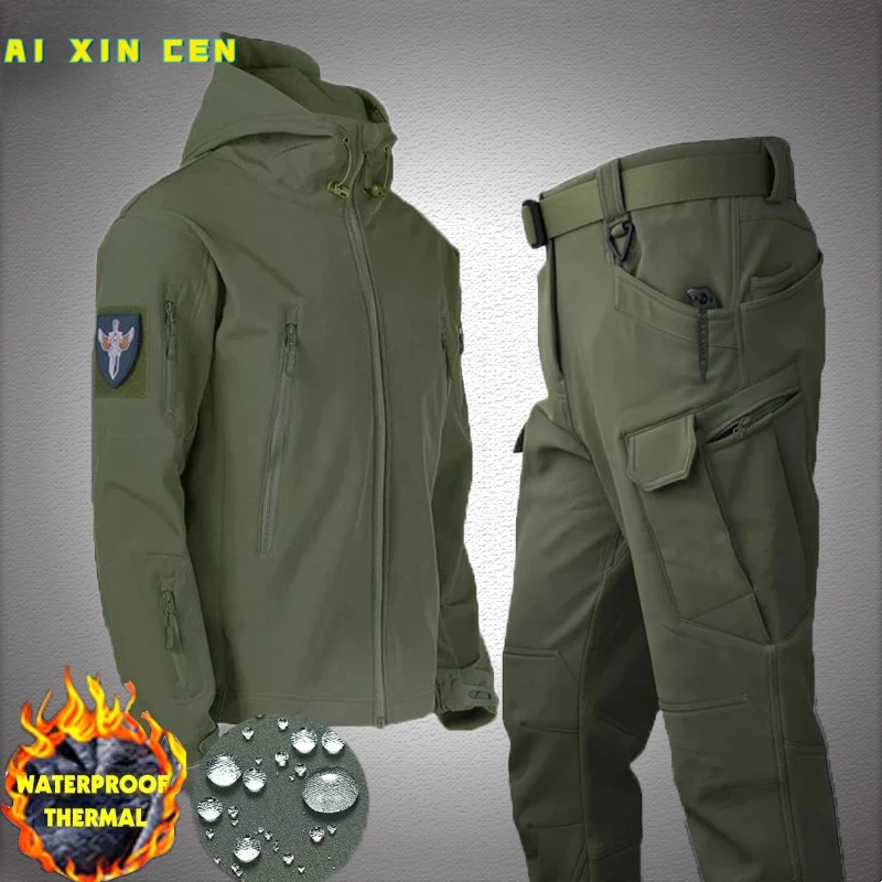 Tactics-Waterproof-Sets-Men-Winter-Soft-Shell-Fleece-Jacket-pants-2 ...