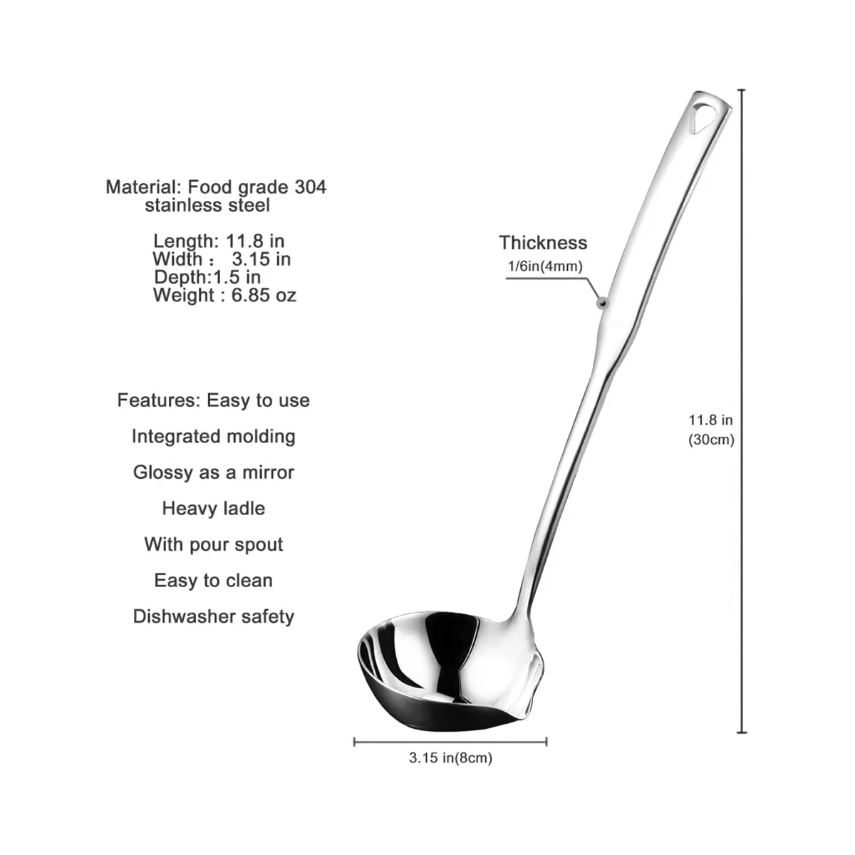Kitchen Soup Ladle 304 Stainless Steel Punch Luminous Ladell Spoons ...