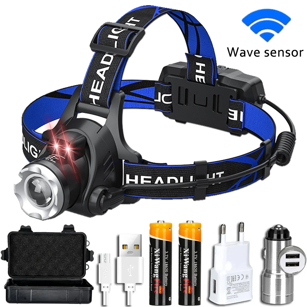Super-Brigh-LED-Induction-Headlamp-USB-Rechargeable-Headlight-Aluminium ...