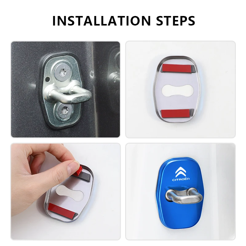 4Pcs For Citroen Car Door Lock Metal Protective Cover Anti Rust ...