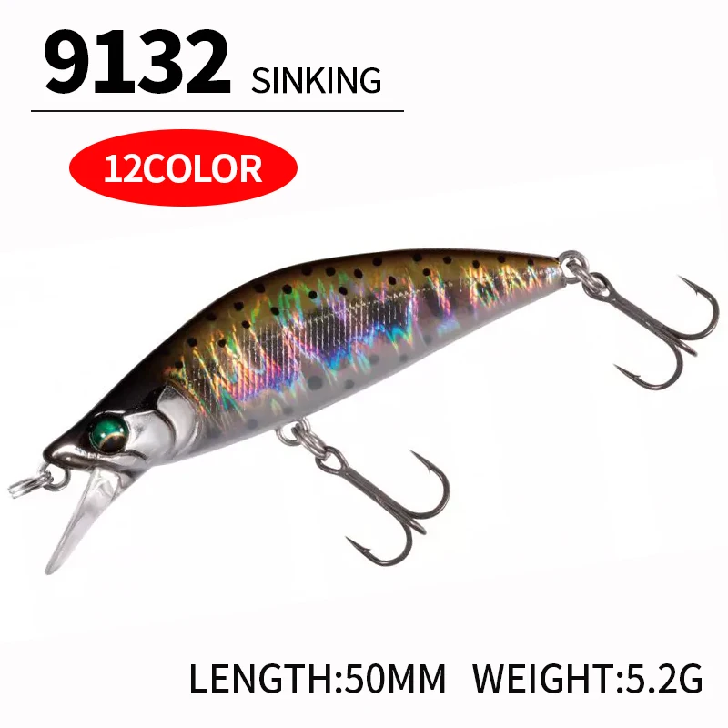 1Pcs 50mm 55mm Minnow Lure Sinking Fishing Freshwater Trout Pike Lure ...