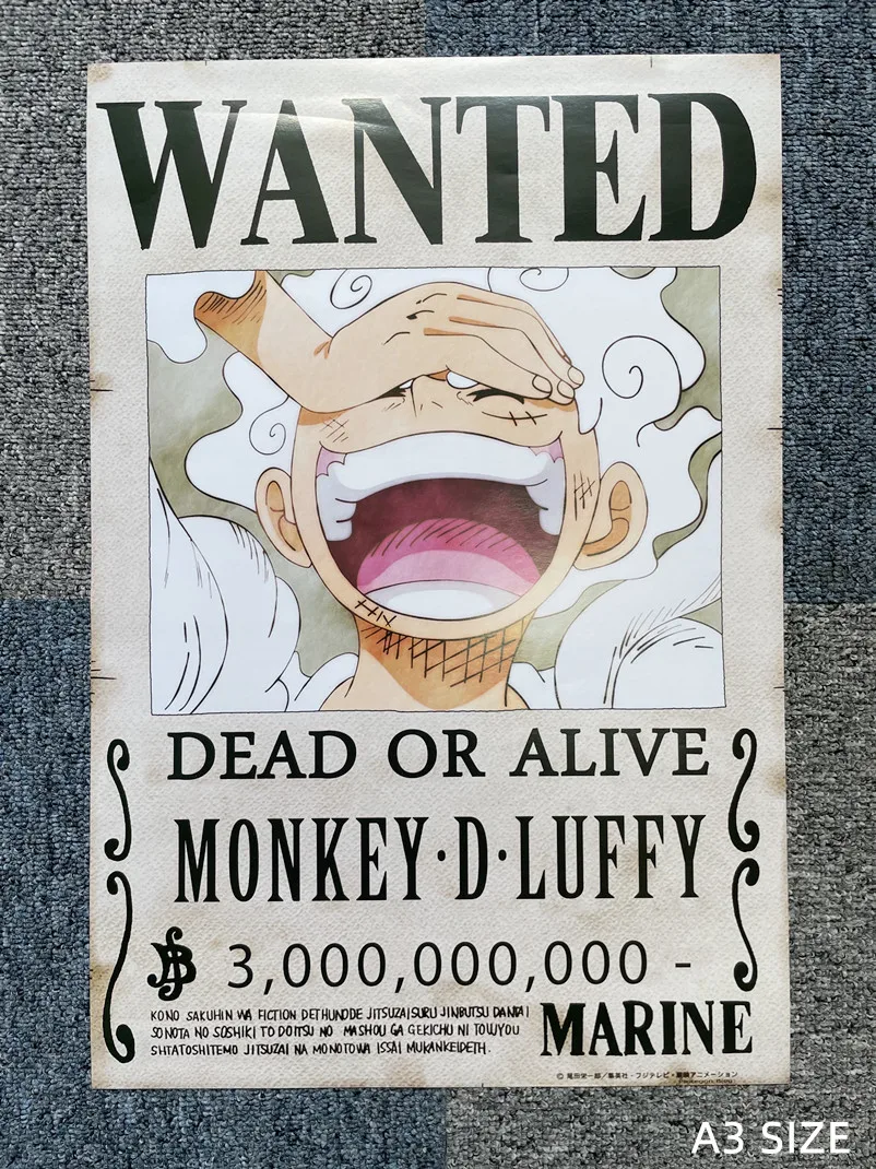 P-ster-de-ONE-PIECE-Luffy-Gear-5-Nika-Wanted-Law-Kid-3-Billion-Berry ...
