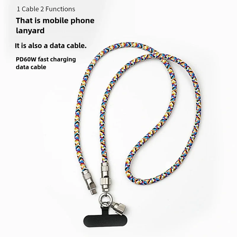 USB-C to USB-C Cable+Cell Phone Lanyard (2 in 1), 60W High Speed USB C ...