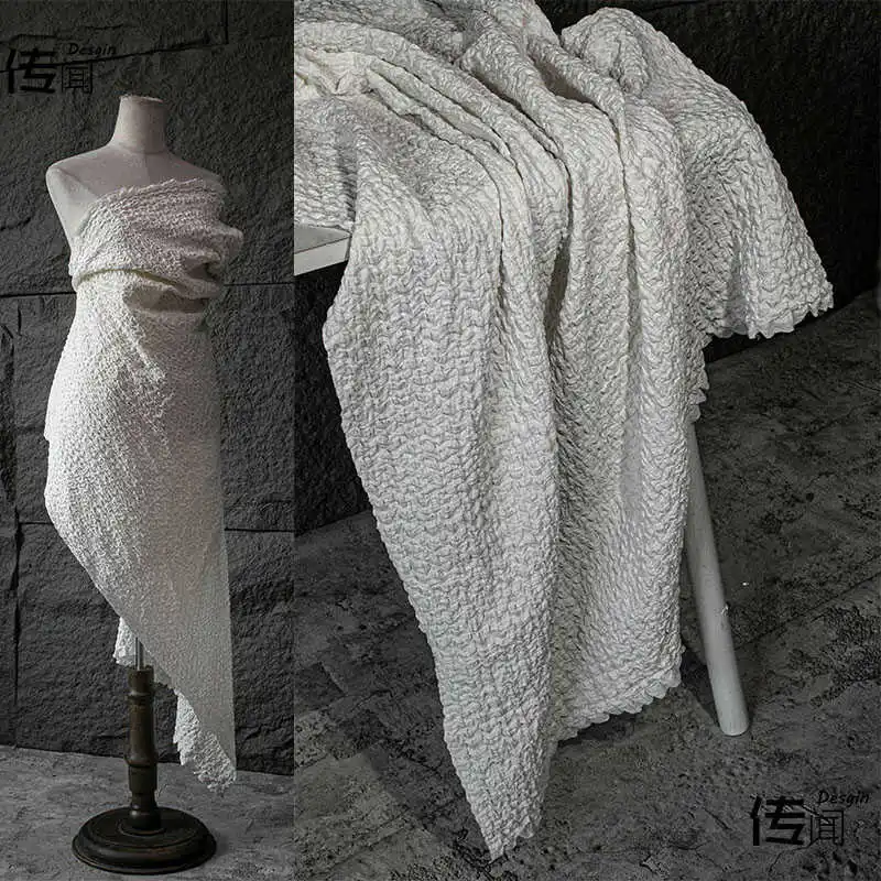 Elastic Cotton Linen Pleated Fabric for Handmade DIY Base Coat Woolen ...