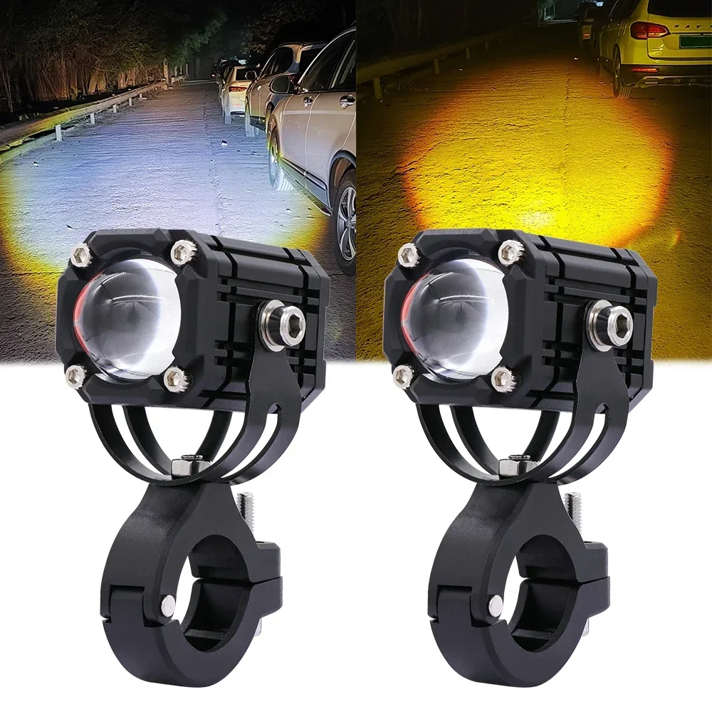 1-2pcs-Motorcycle-Auxiliary-Headlight-LED-Work-Light-Hi-Lo-Beams ...