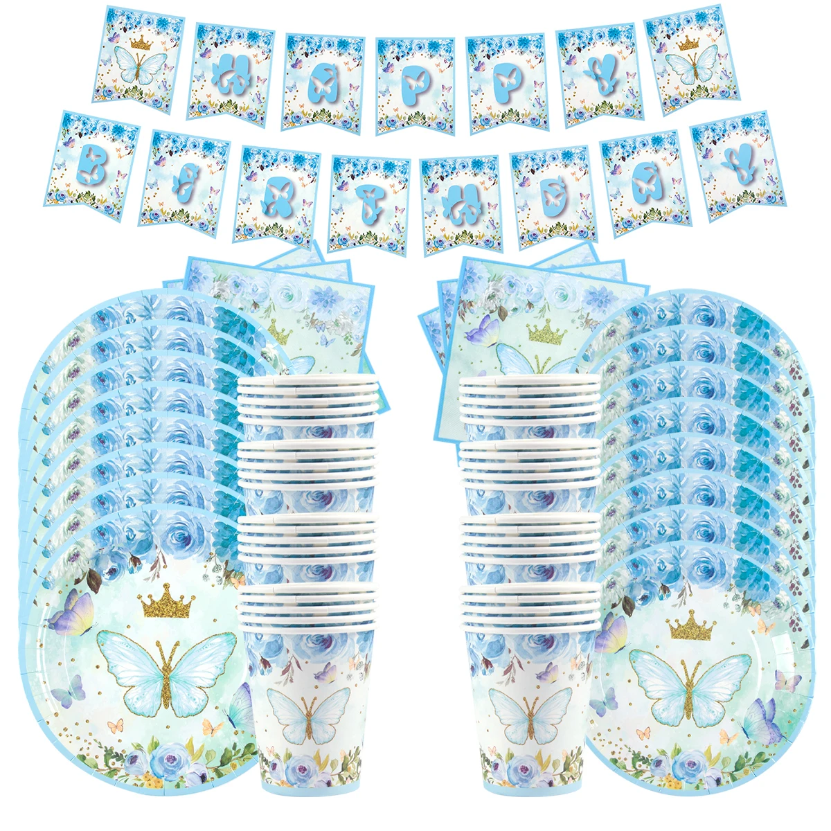 Butterfly-Party-Decoration-Blue-butterfly-Disposable-tableware-Paper ...