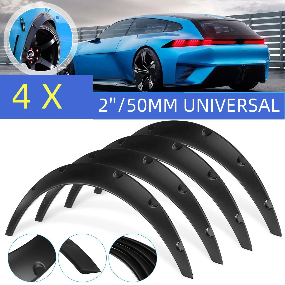 Universal 4x Car Wheel Arch Fender Flares Mudguard Mud Splash Guard ...