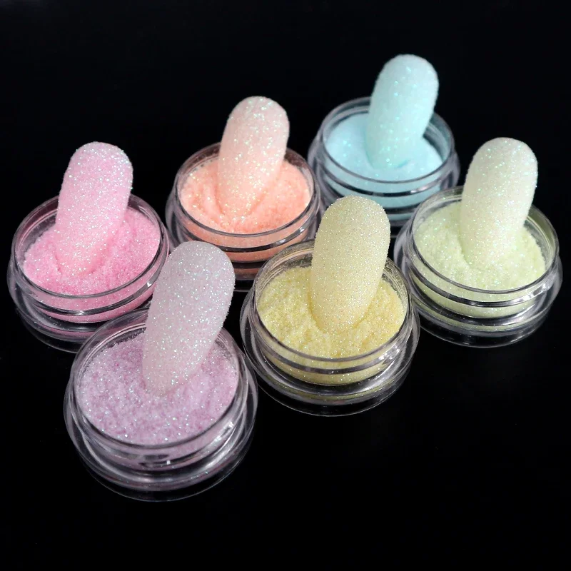 6 Boxes Nail Glitter Set Sugar Powder Pigment Shiny Candy Pink Colorful ...