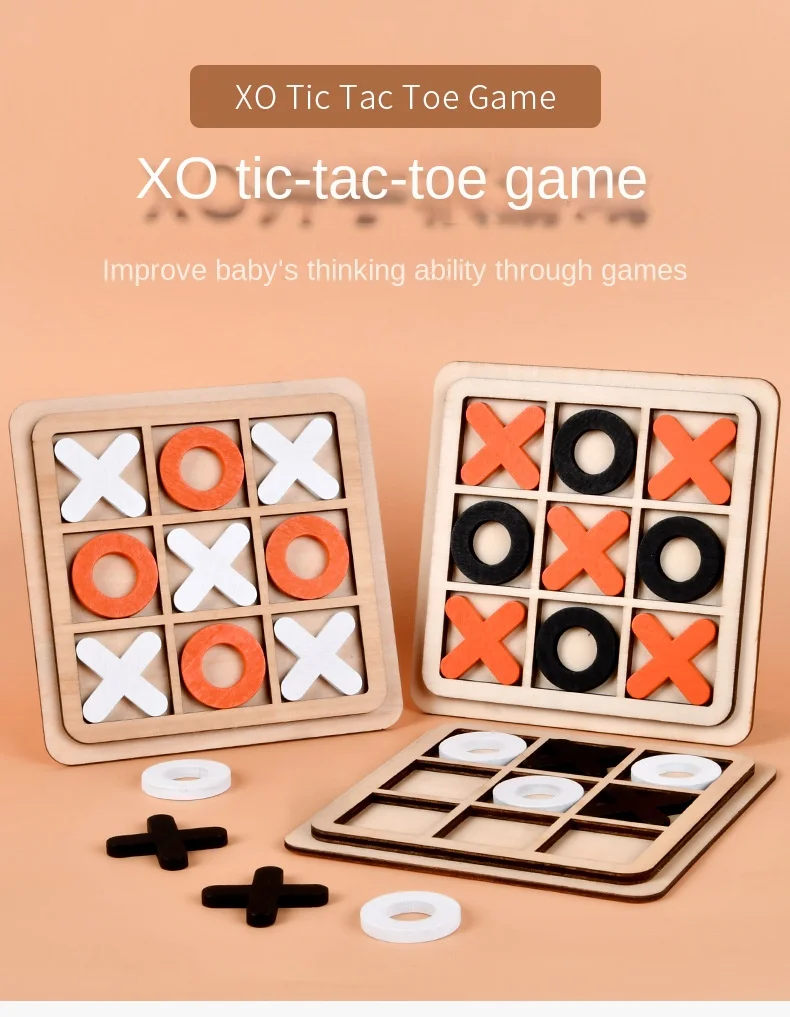 Jeu de société en bois coule parent enfant, XO Tic Tac Parker, échecs ...