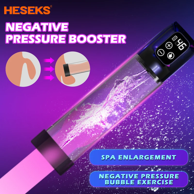 HESEKS Electric Bath Penis Pump Massager Stimulator Enlargement Masturbator Men Penis Trainer ...