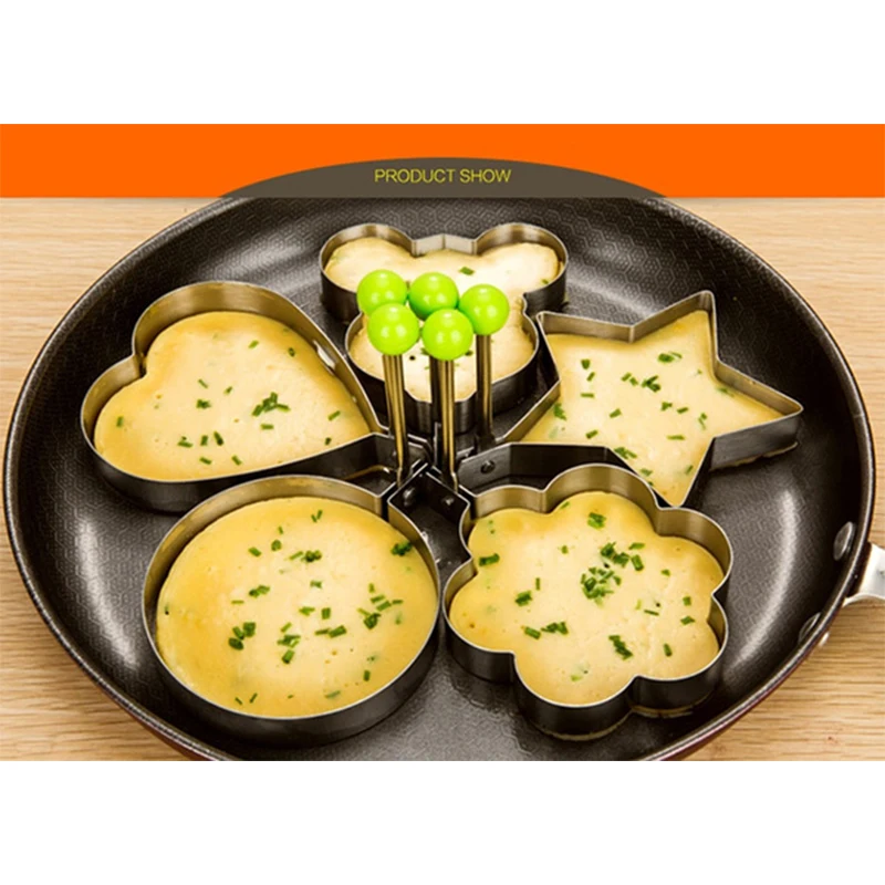 5 Style Fried Egg Pancake Shaper Omelette Mold Stainless Steel Mould ...
