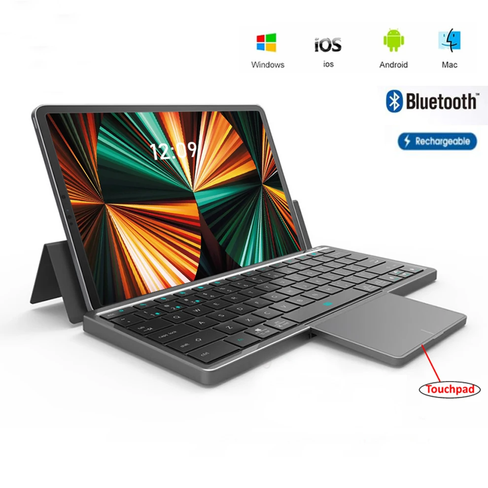 Bluetooth Keyboard with Touchpad for Windows Android IOS Support Multi ...