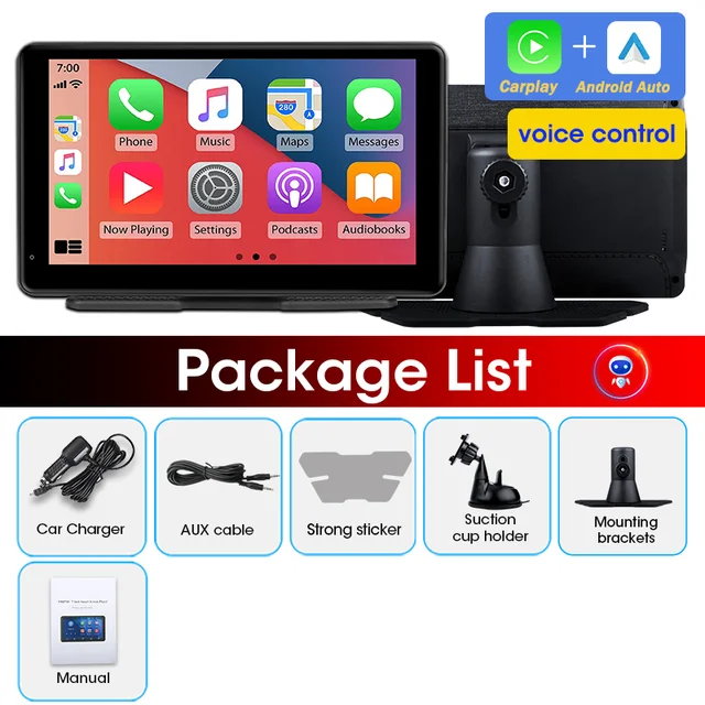 Monitor Universal de 7 pulgadas para coche, Radio inalámbrica, Carplay ...