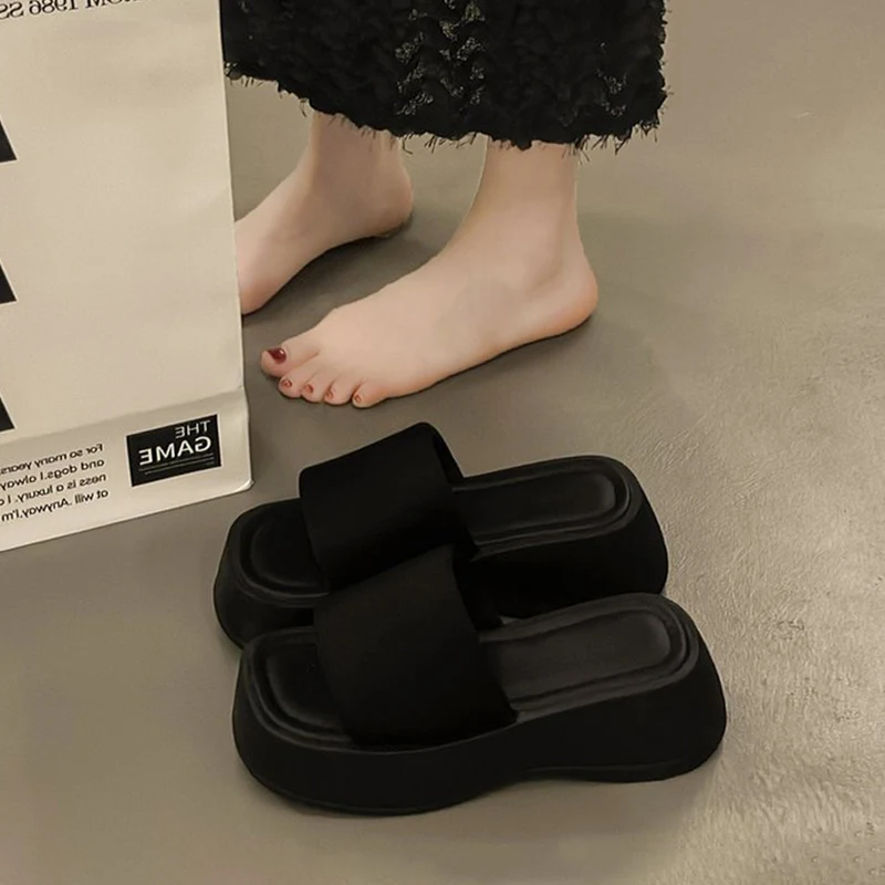 Female Shoes Slippers Women Summer Platform Heeled Mules Luxury Slides ...
