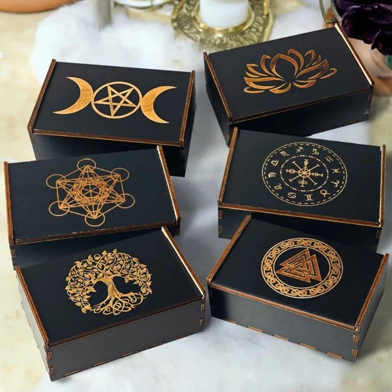 Wood-Game-Tarots-Cards-Storage-Box-Portable-Cards-Container-Astrology ...