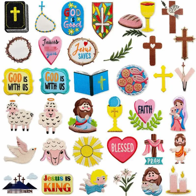 Religious Jesus Embroidered Iron On Patches for Clothing Bags Hats DIY ...