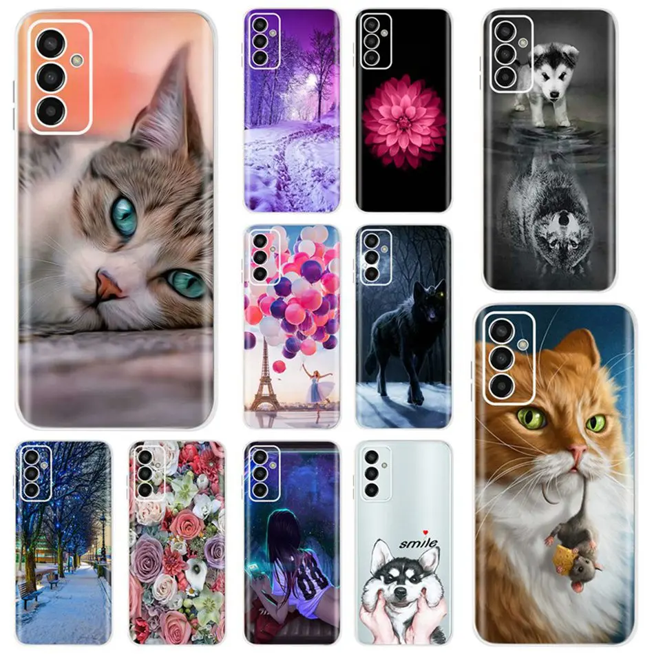 Soft-Silicone-Case-For-Samsung-Galaxy-M13-Phone-Case-Cute-Cat-Painted ...