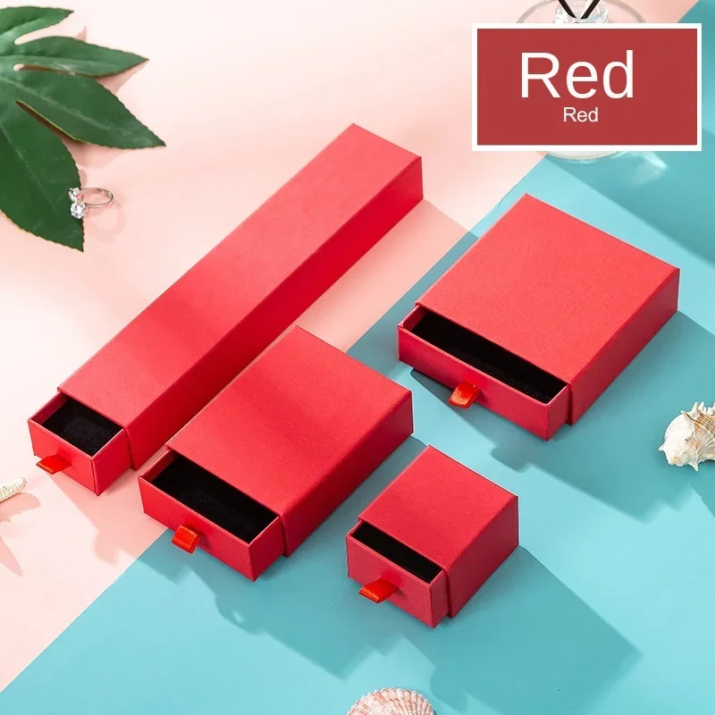 Red/Kraft Paper Box for Packaging Earring Jewelery Wedding Ring Box ...