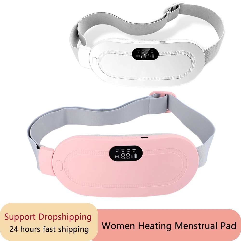 Electric Period Cramp Massager Vibrating Heating Pad Belt for Menstrual ...