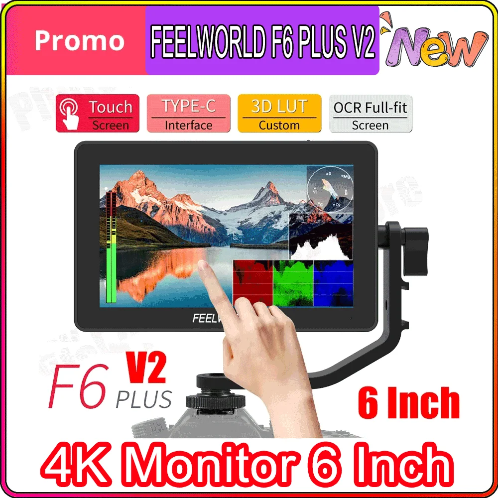FEELWORLD F6 PLUS V2 4K Monitor 6 Inch on Camera DSLR Field Monitor 3D ...