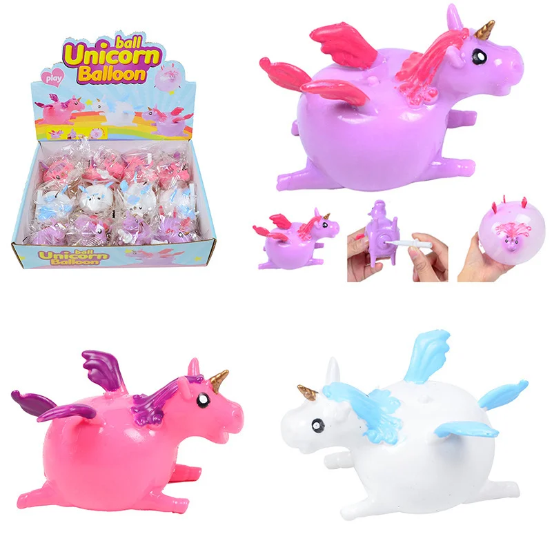 Kid Funnny Blowing Animals Inflate Unicorn Squishy Vent Balls ...