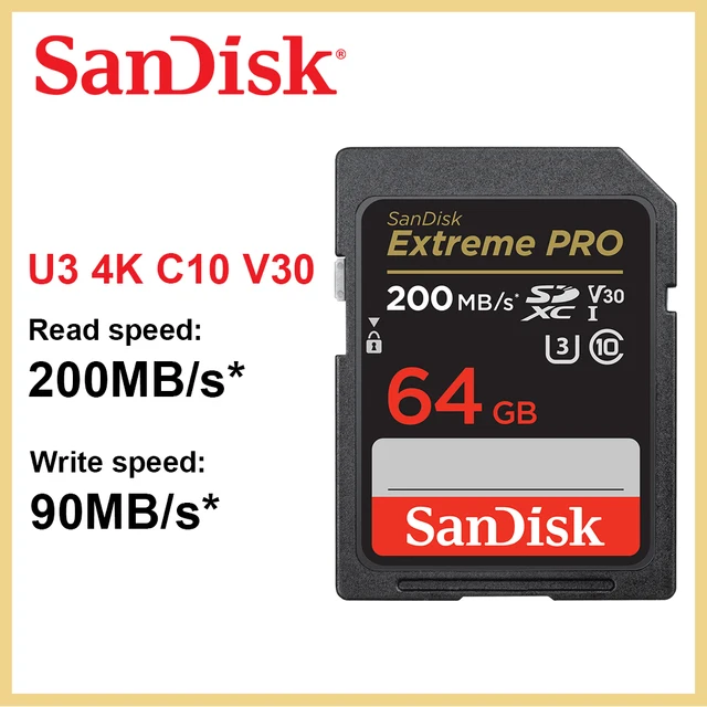 SanDisk Extreme PRO SD Card 512G 256G 128G 64G 32G U3 4k Read up to 200MB/s C10 V30 UHS-I SDHC ...