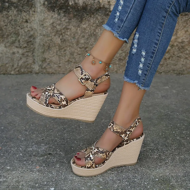 Sandalias de plataforma de tacón alto con hebilla para mujer, zapatos ...