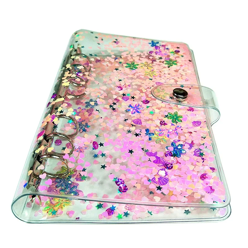 Cute-Glitter-Sequins-Notebook-Cover-A5-A6-Transparent-Loose-Leaf-Binder ...