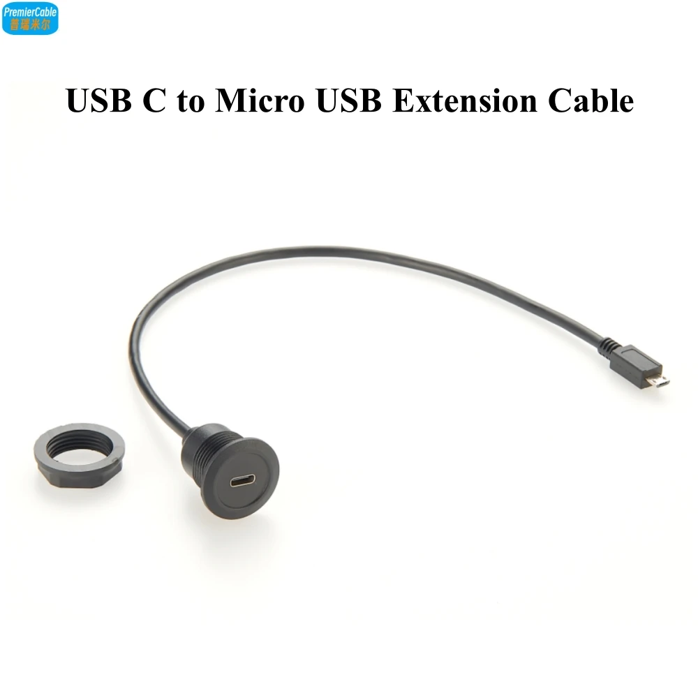 USB 3.1 Type-C Female to Micro USB Type-B Male Extension Cable Flush ...