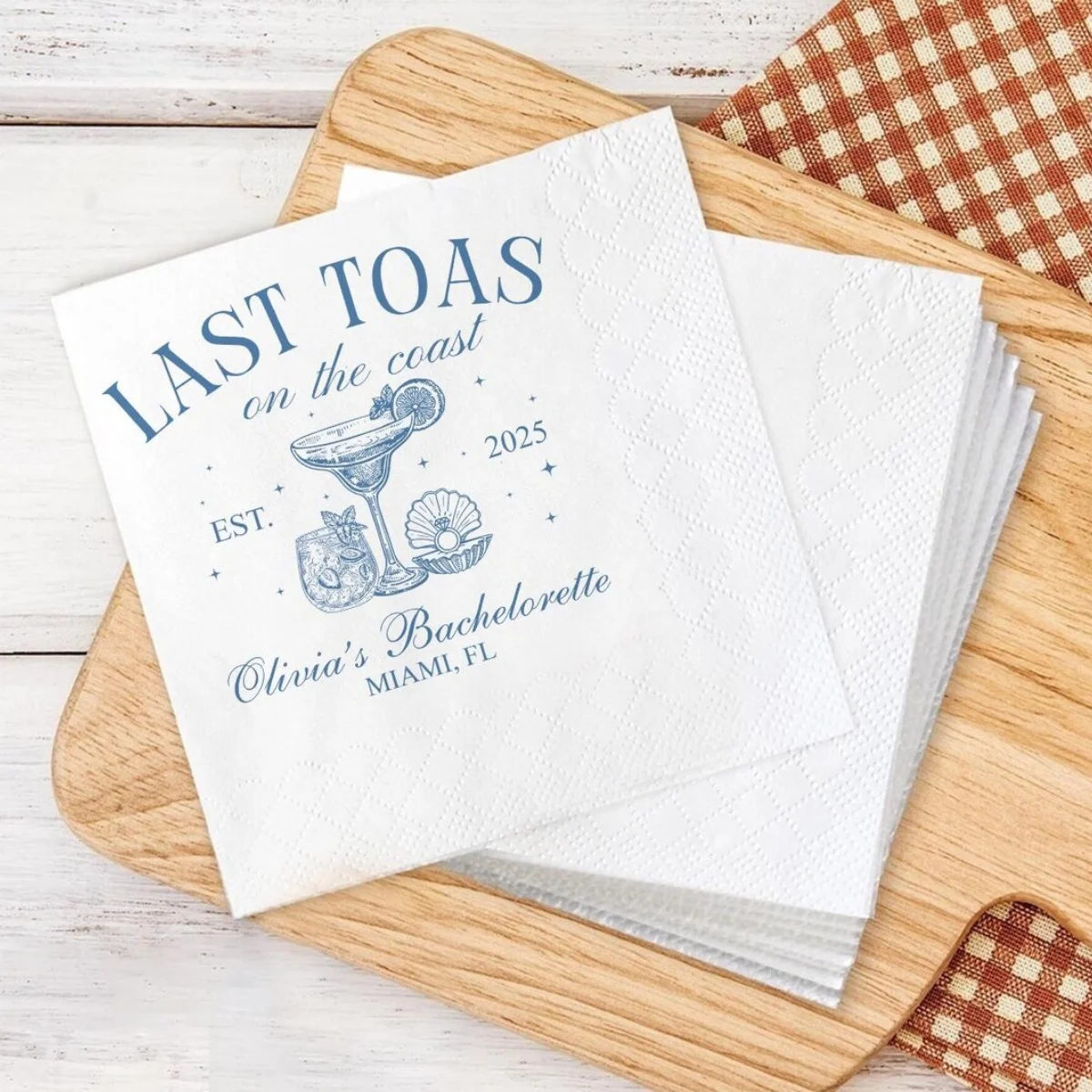 Last Toast On The Coast Napkins Decor, Custom Cocktail Party Napkins ...