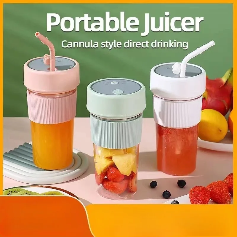 Mini-Electric-Rechargeable-Portable-Wireless-Juicer-cup-6-Blades-Fruit ...