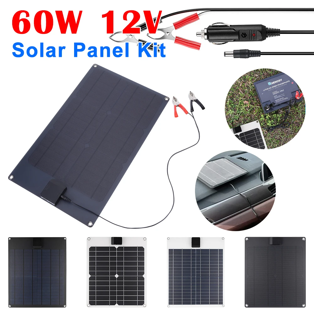 Solar-Panel-60W-12V-Solar-Panel-Battery-QC3-0-Fast-Charger-with ...