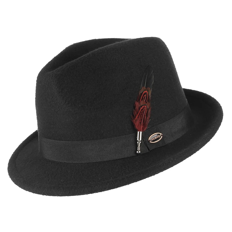 Vintage Black Felt Jazz Hats for Men Women Short Brim Gentleman Soft ...