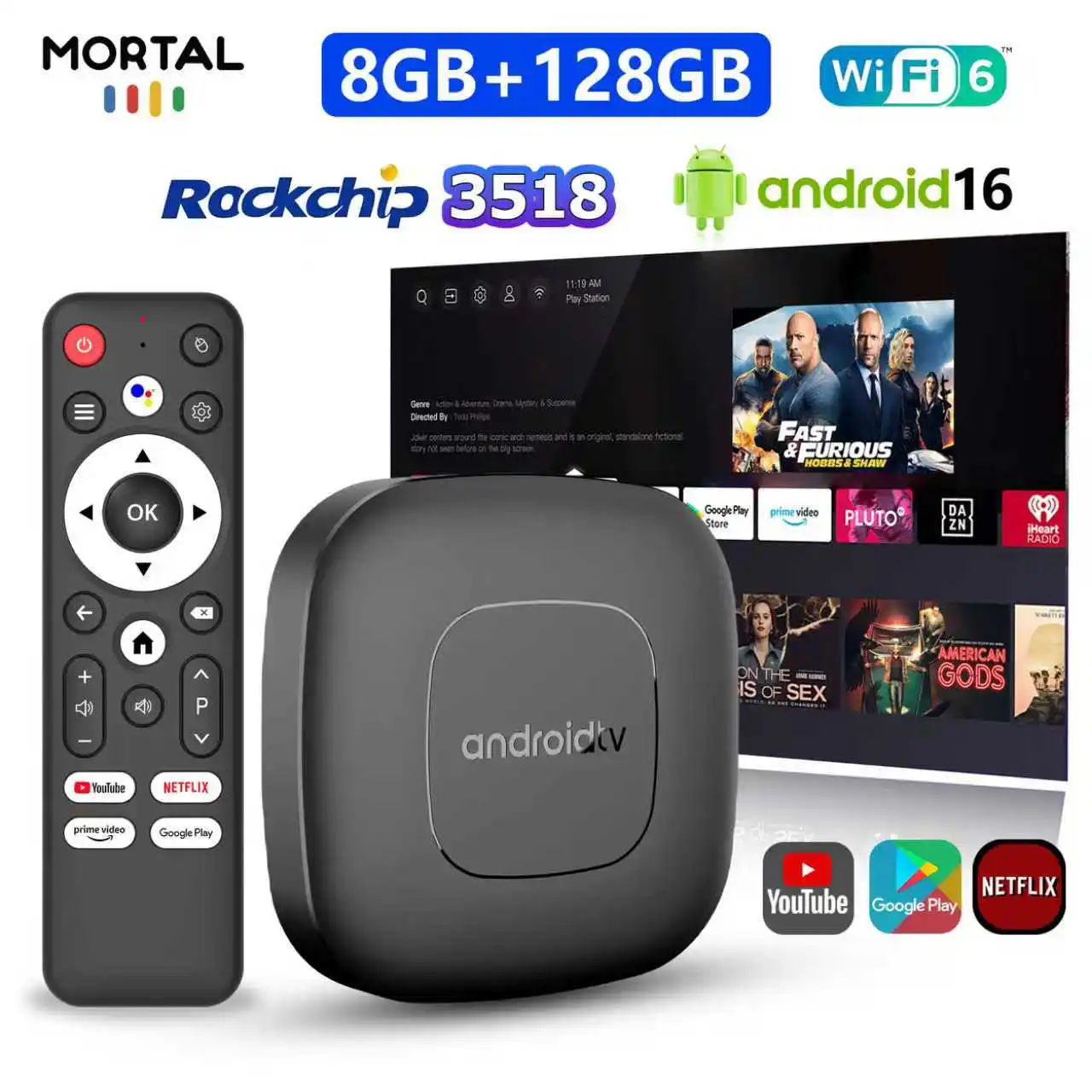 Upgraded Mortal T1 Android 16 Smart TV Box 8GB 128GB RK3518 Google ...