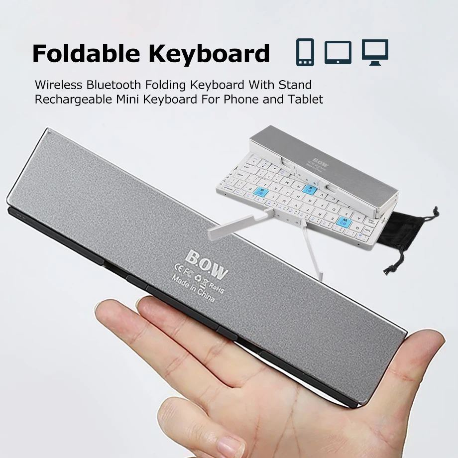 BOW Foldable Keyboard Bluetooth For iPad Mini Folding Keyboard Wireless ...