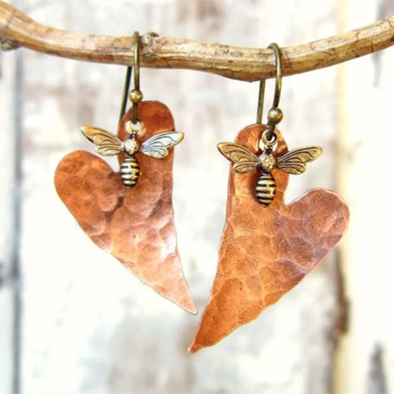 Vintage Honey Bee Brincos Coração Brincos para Mulheres Moda Feminina ...