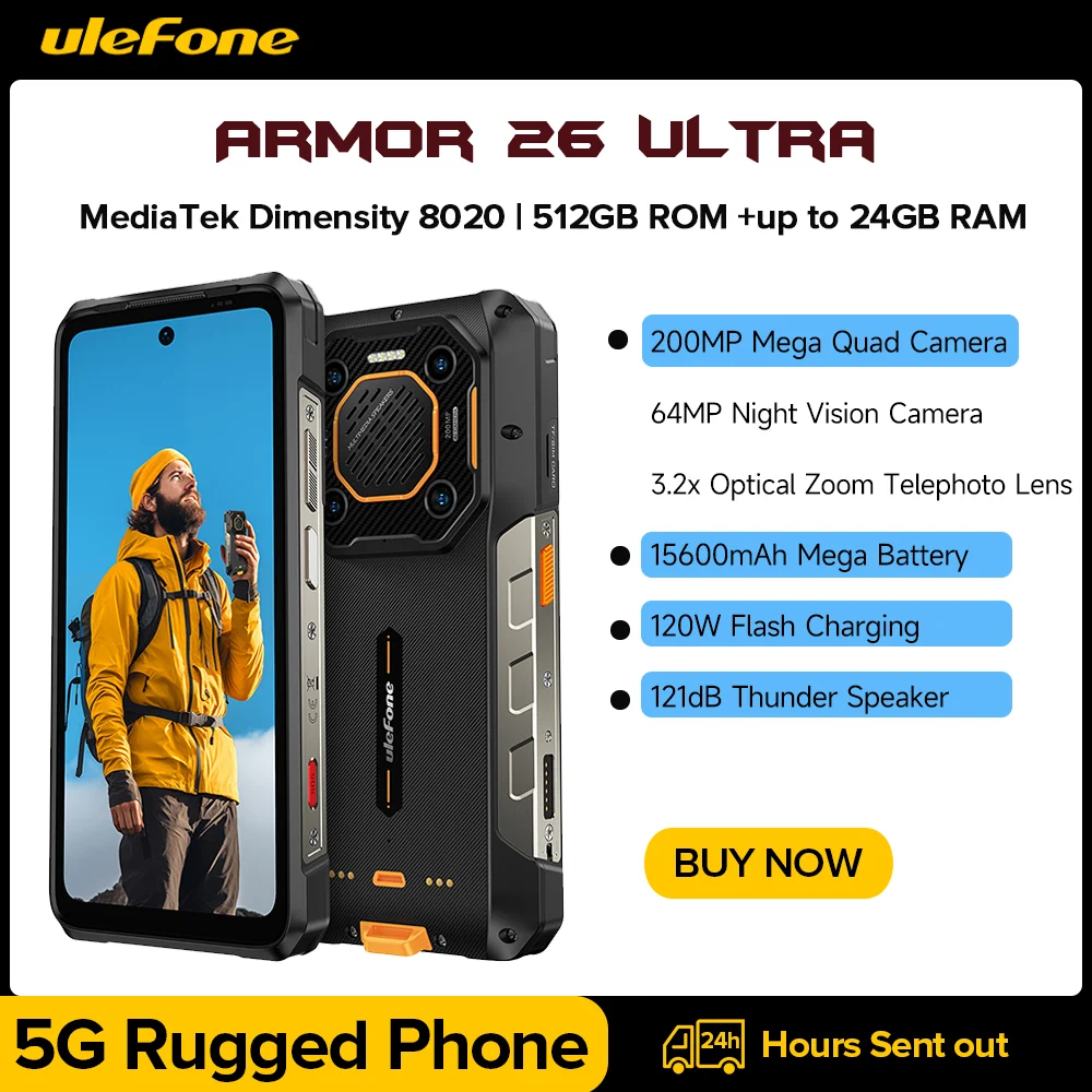 Ulefone-tel-fono-inteligente-Armor-26-dispositivo-resistente-al-agua-5G-120W-15600mAh-200MP-64MP ...