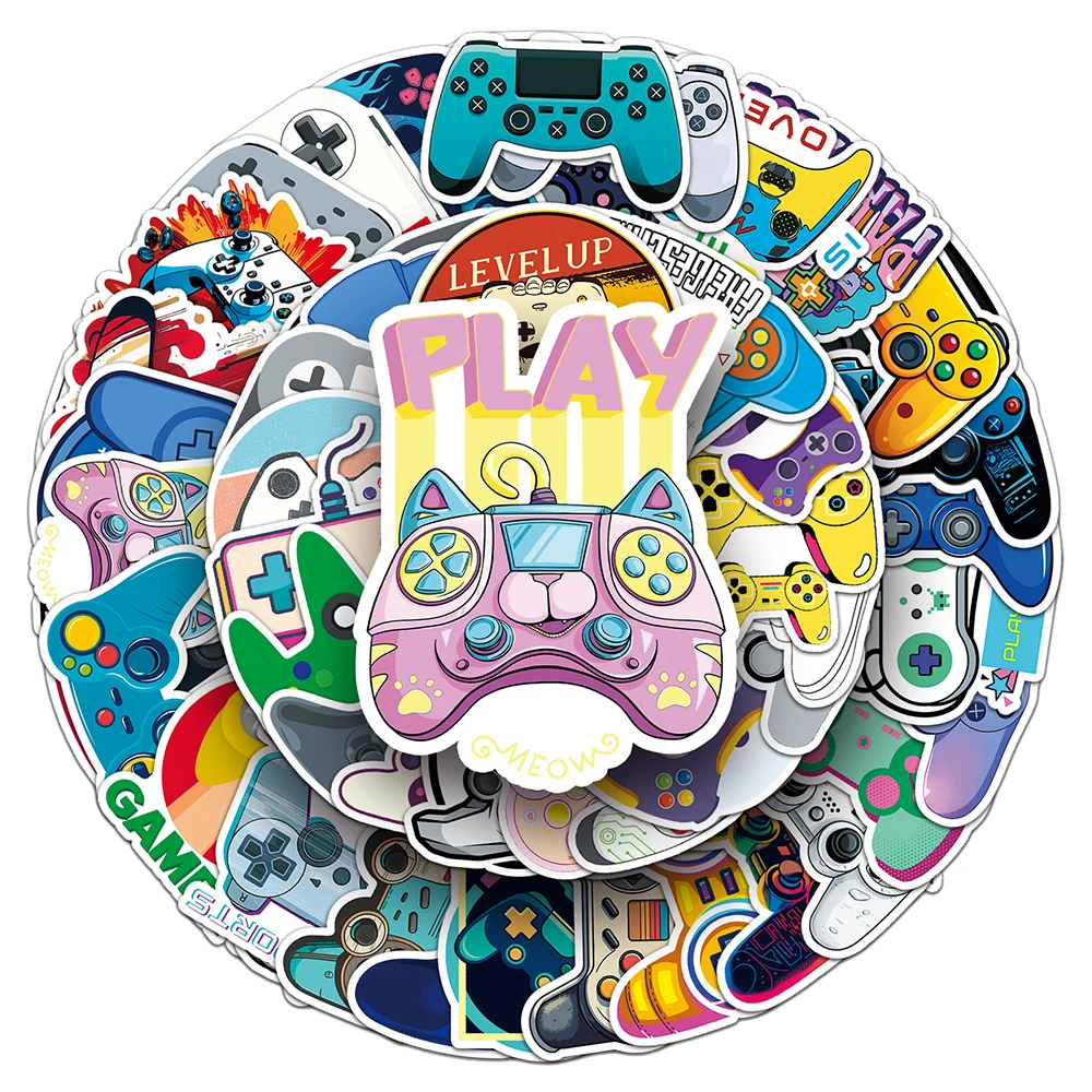 10-30-50-100pcs-Cool-Cartoon-Joystick-Gamepad-Stickers-Video-Game-Decal ...