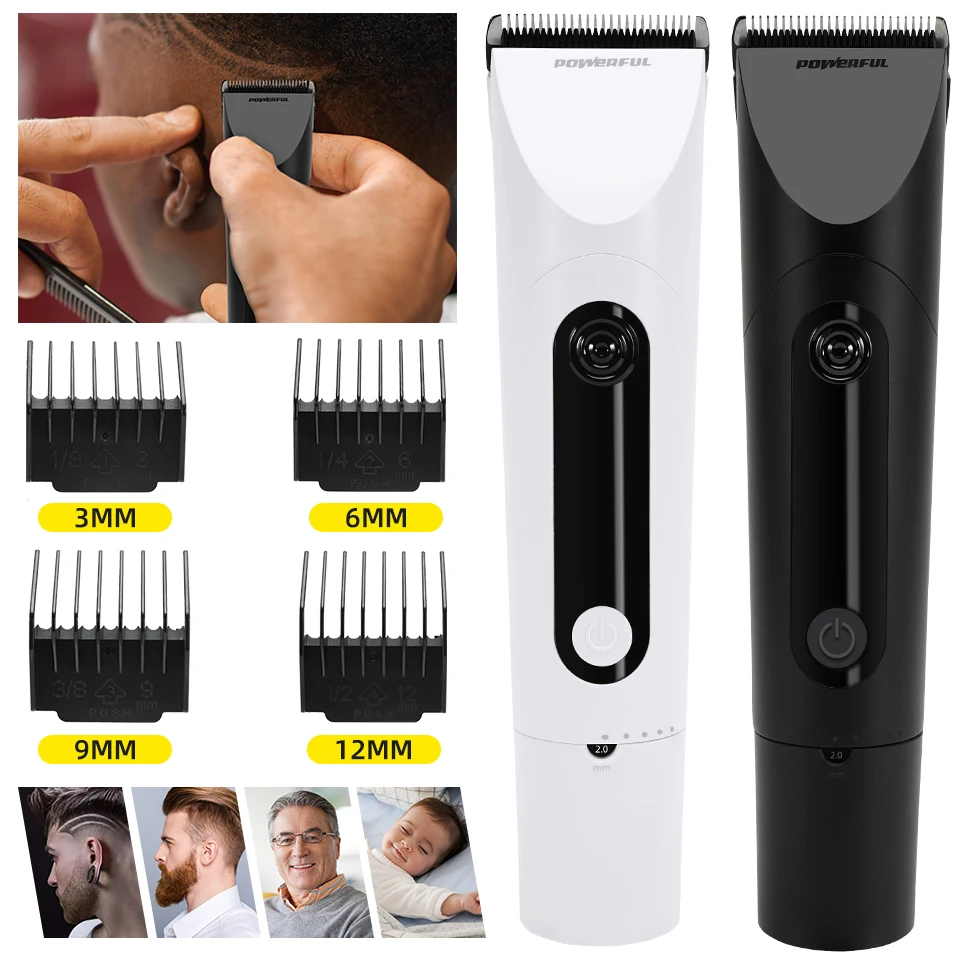 Pofessional Hair Clipper Wireless Hair Cutting Trimmer Razor Barber ...