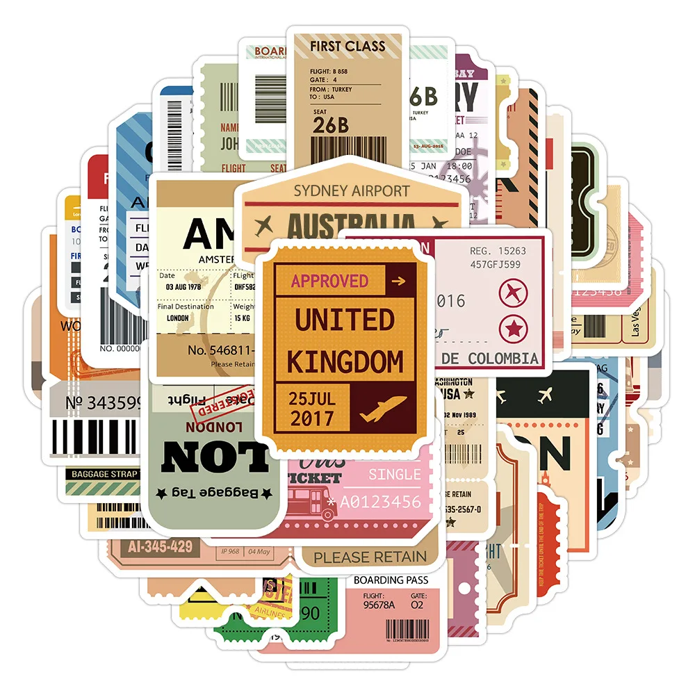 60-120Pcs-INS-Retro-Aircraft-Transportation-Ticket-Stickers-PVC ...