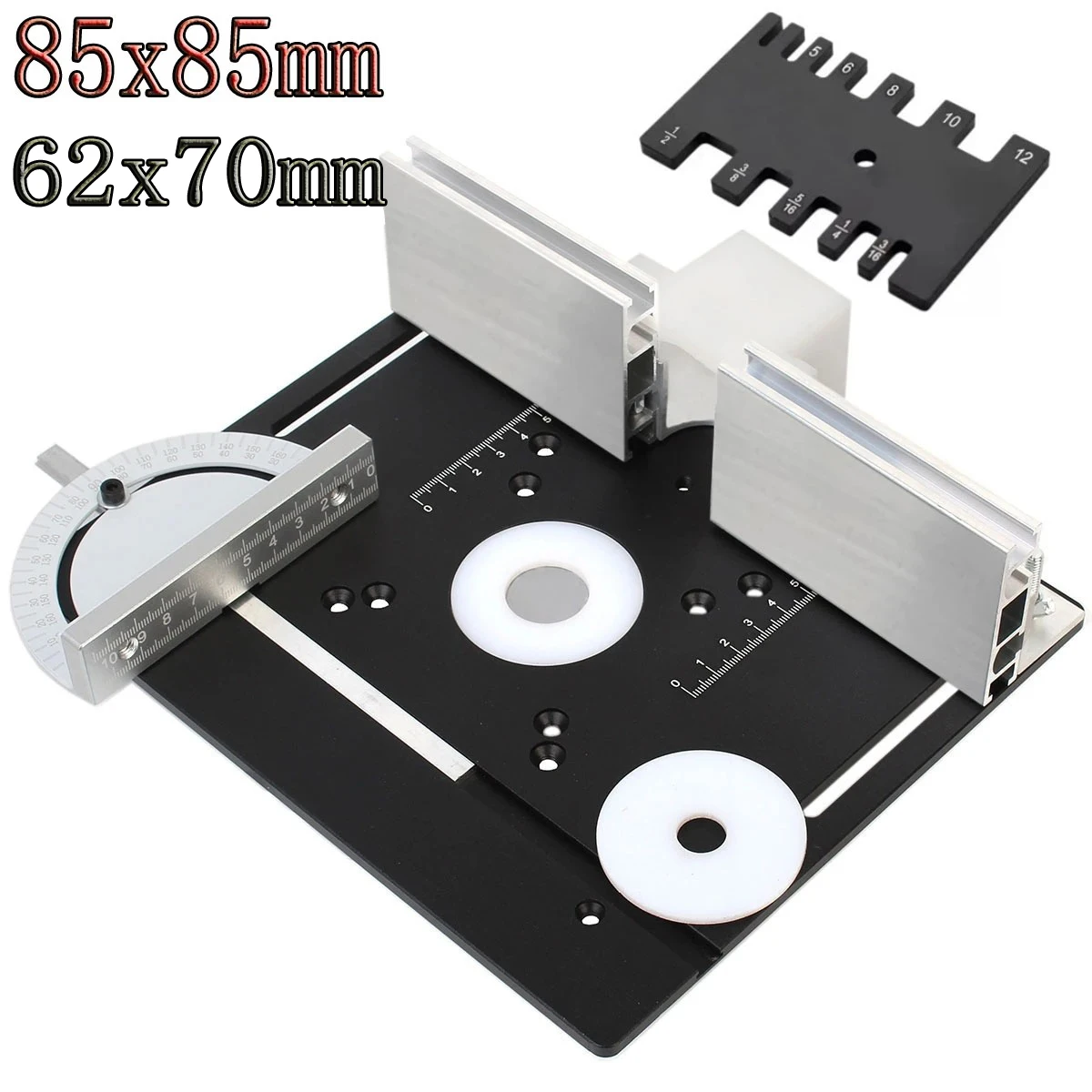Aluminum Router Table Insert Plate W/ Miter Gauge 62x70mm 85x85mm for ...