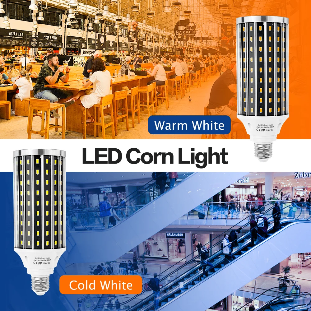 50W LED Corn Bulb E27 Lamp 220V Light 5730 LED Chandeliers High Power ...