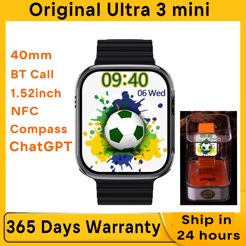 Microwear-Ultra-3-Mini-Smart-Watch-40mm-1-52-ChatGPT-BT-Call-Game-NFC ...